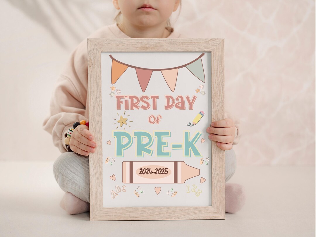 First Day of Preschool Sign Printable Boho Colors, Back to School Sign ...