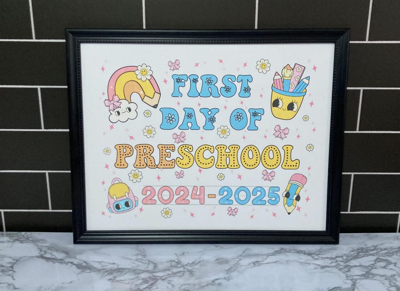 First Day of Preschool Sign Printable, Back to School Sign Printable ...