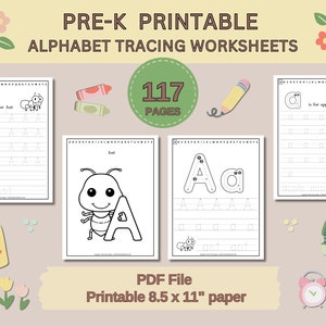 Preschool Printable, Alphabet Tracing Worksheet, ABC Handwriting ...