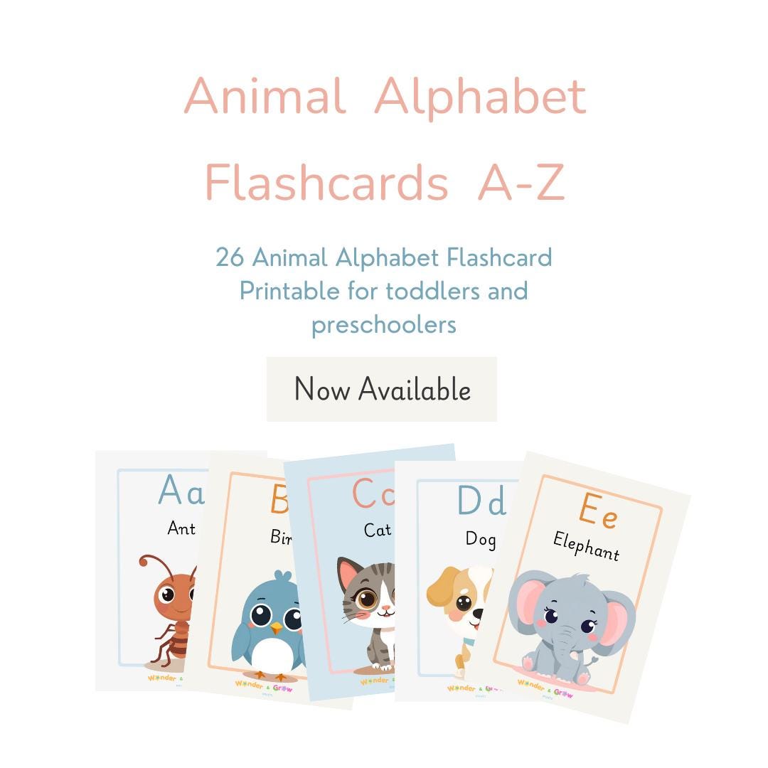 Alphabet Flashcards A-Z | Animal ABC Cards | Toddler & Preschool ...