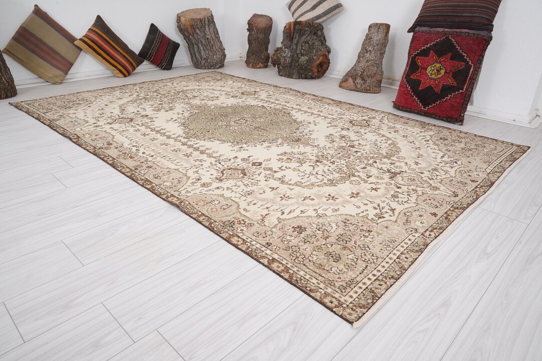 6x10 Rug,oversize Vintage Oushak Rug,wool Rug,faded,6x10 Turkish Rug ...