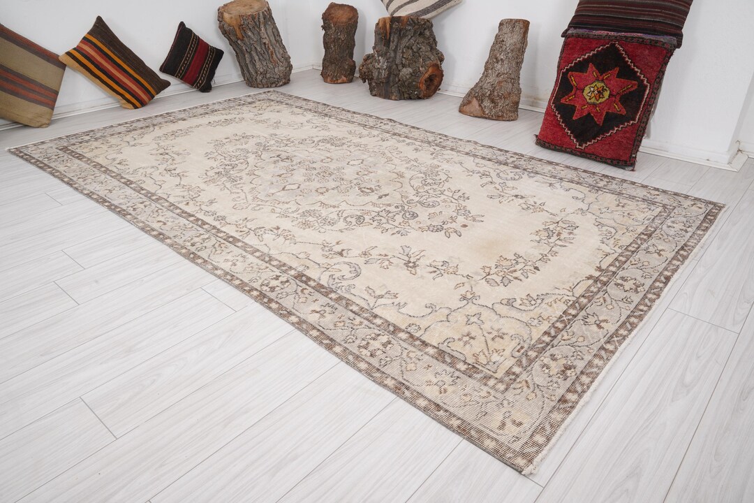 6x10 Rug,oushak Turkish Rug,faded,vintage Area Rug,wool Rug,oushak Rug ...