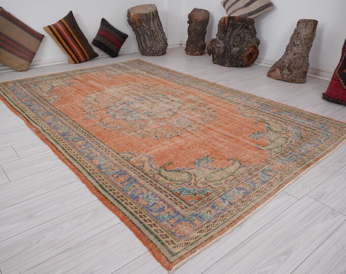 Handmade Oushak Rug 6x9, Muted Vintage Rug, Turkish Rug 6x9, Faded Rug ...