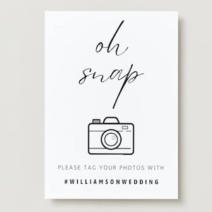 Oh Snap Photo Wedding Sign, Editable and Printable, Hashtag Wedding ...