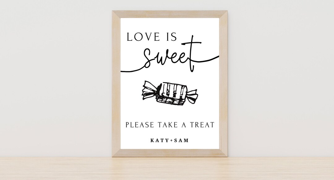 Editable Personalised Printable Wedding Sweets Sign, Love is Sweet ...