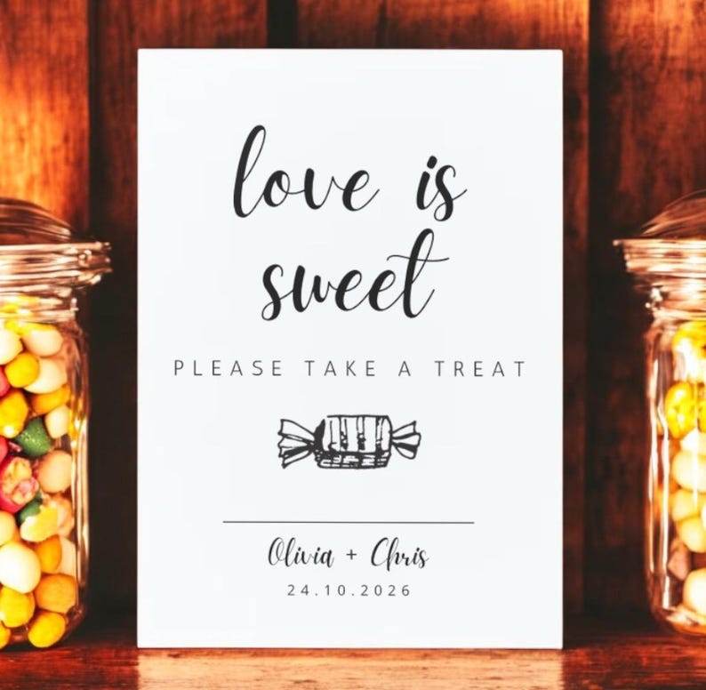 Editable Wedding Sweet Table Sign: "love is Sweet" Canva Template ...