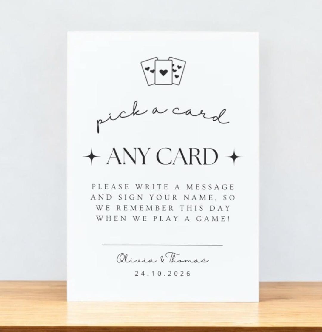 Pick a Card Wedding Guest Book Sign: Editable Template (digital ...
