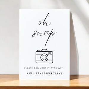 Oh Snap Photo Wedding Sign, Editable and Printable, Hashtag Wedding ...