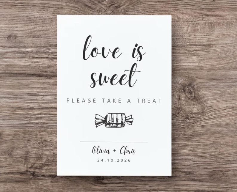 Editable Wedding Sweet Table Sign: "love is Sweet" Canva Template ...