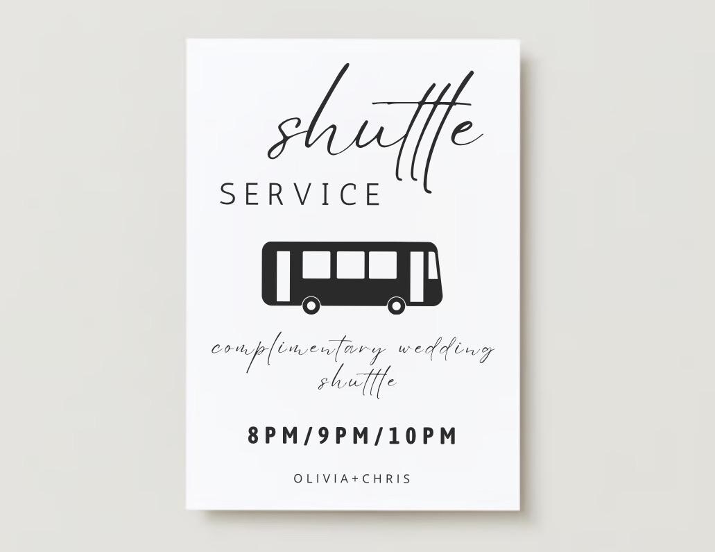 Shuttle Wedding Sign, Editable and Printable, Shuttle Bus Wedding Sign ...