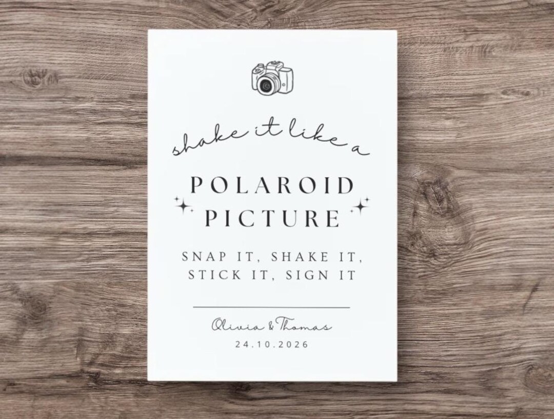 Polaroid Guest Book Sign – “shake It Like a Polaroid Picture” Editable ...