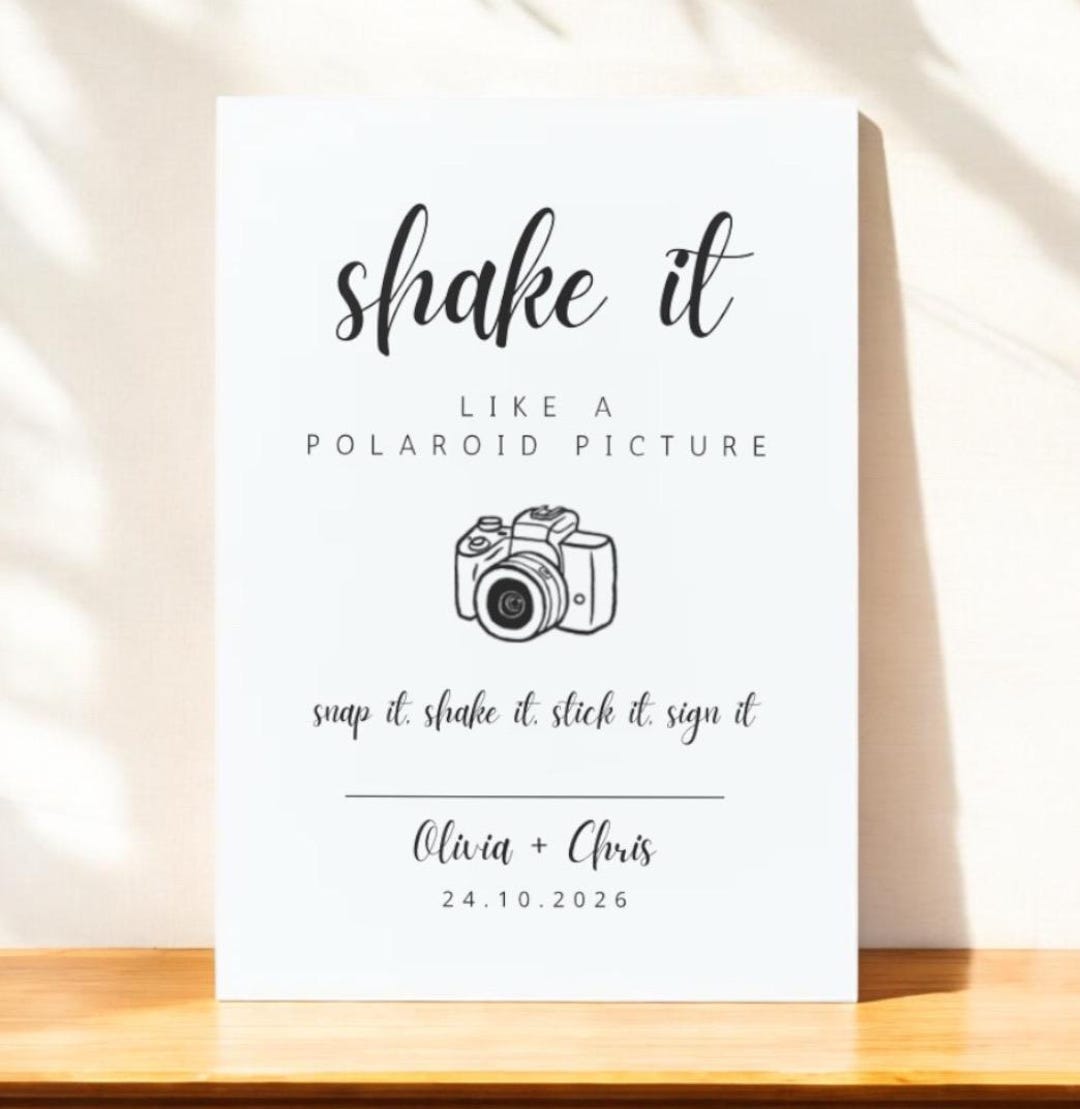 Shake It Like a Polaroid Picture Wedding Sign – Editable Photo Guest ...