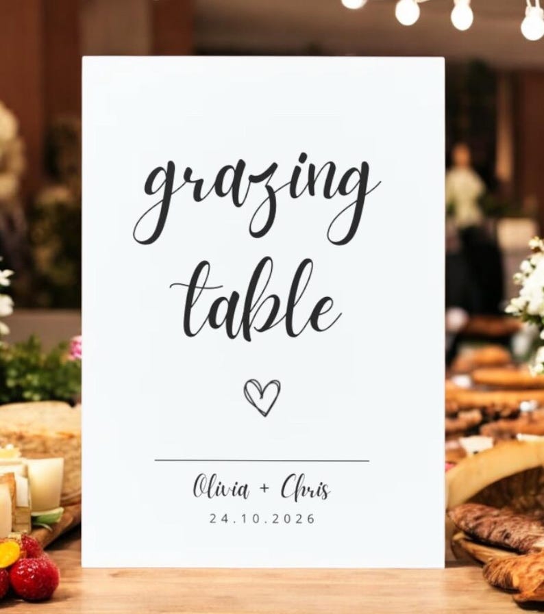 Editable Wedding Grazing Table Sign: Printable Canva Template (instant ...