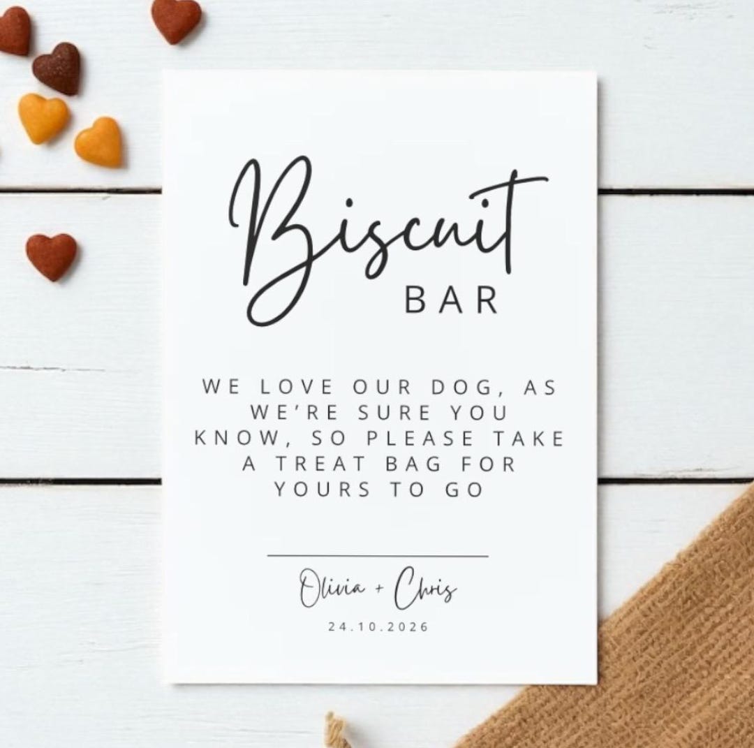 Dog Biscuit Bar Wedding Sign: Modern Minimalist, Editable (instant ...