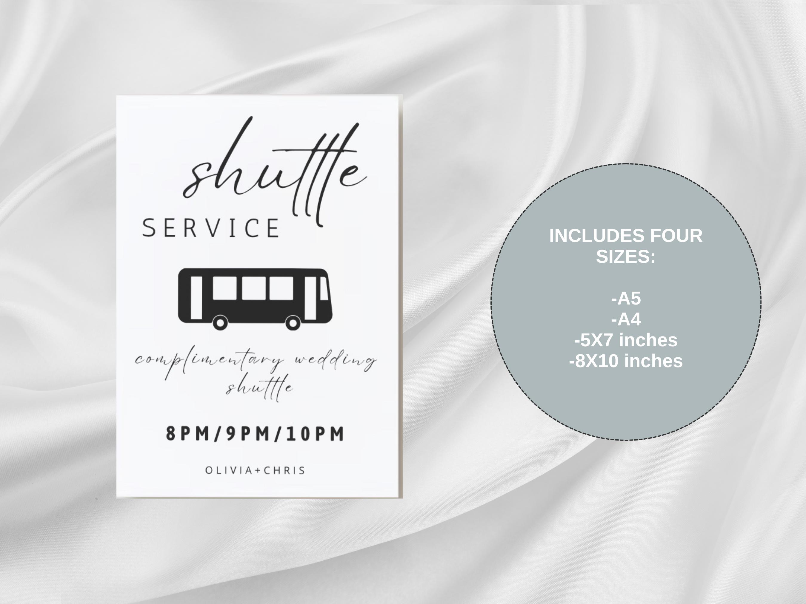 Modern Shuttle Bus Wedding Sign: Editable Printable (instant Download ...