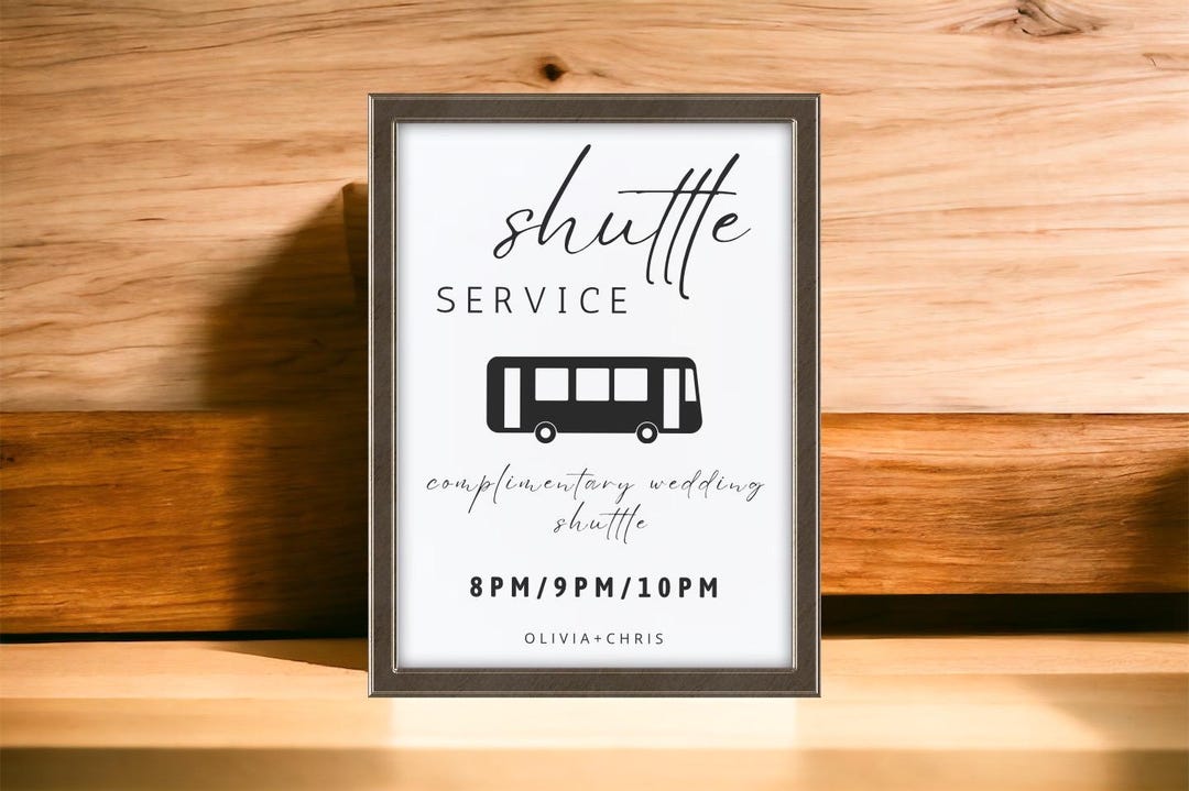 Shuttle Wedding Sign, Editable and Printable, Shuttle Bus Wedding Sign ...