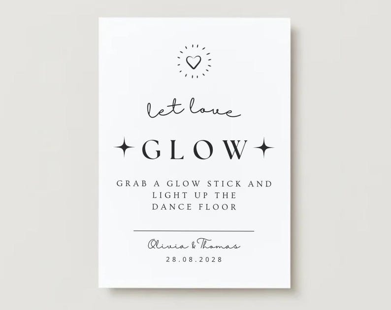 Wedding Glow Stick Sign – “let Love Glow” – Editable Canva Template - Etsy