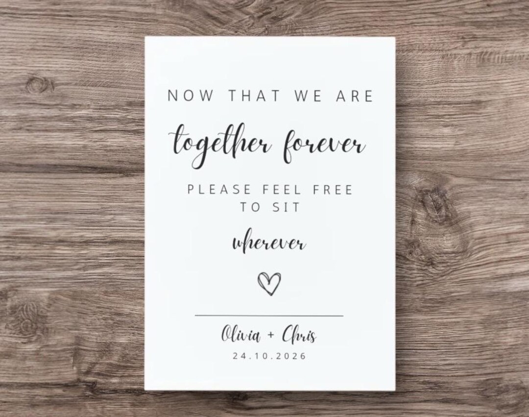 Editable Wedding Seating Sign Printable: Sit Wherever Template (digital ...