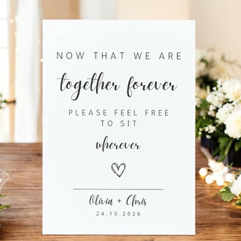 Editable Wedding Seating Sign Printable: Sit Wherever Template (digital ...
