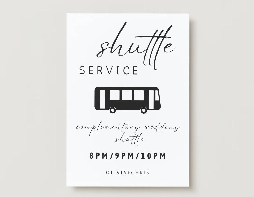 Shuttle Wedding Sign, Editable and Printable, Shuttle Bus Wedding Sign ...