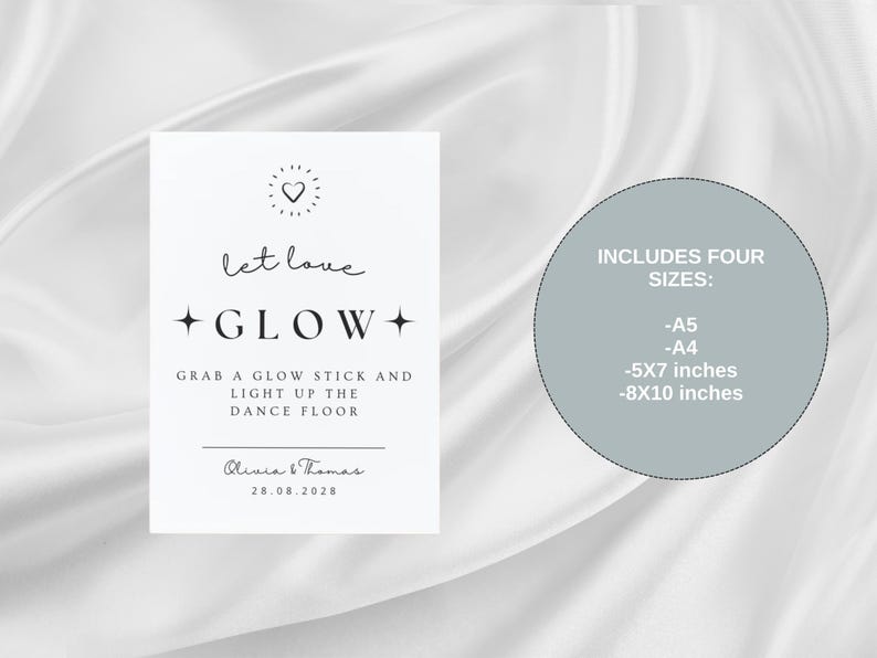 Wedding Glow Stick Sign – “let Love Glow” – Editable Canva Template - Etsy