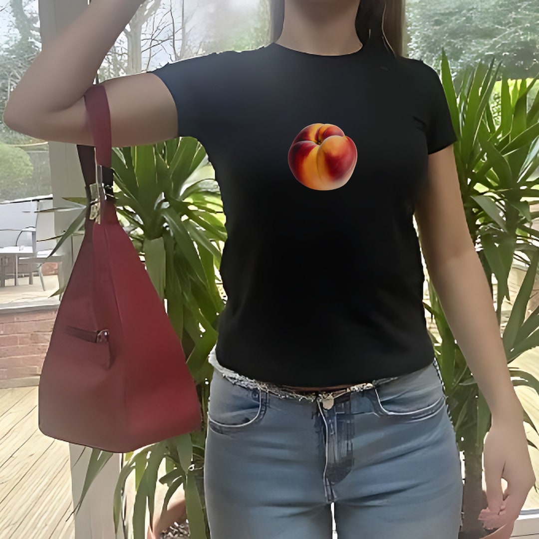 Peach Baby Tee Fruit T Shirt 90s Baby Tee Graphic Baby Tee Fitted Tee ...