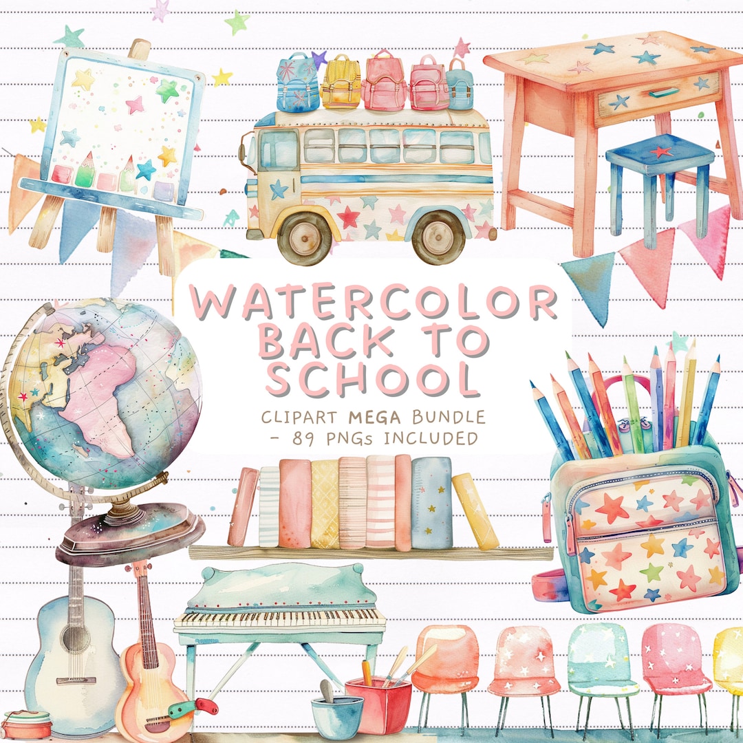 Back to School Clipart, Pastel School, Back to School Pngs, School ...