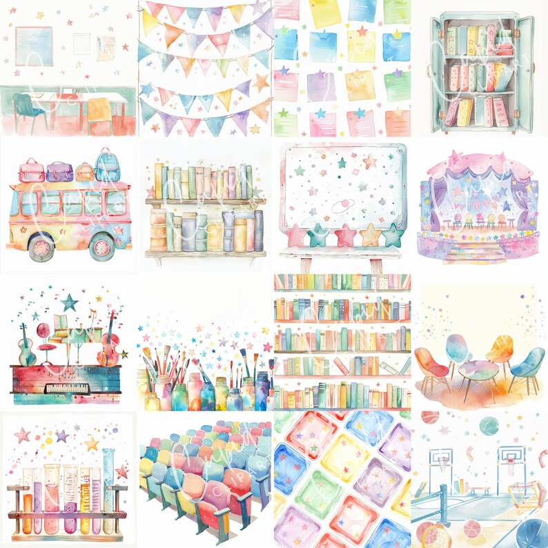 Back to School Clipart, Pastel School, Back to School Pngs, School ...