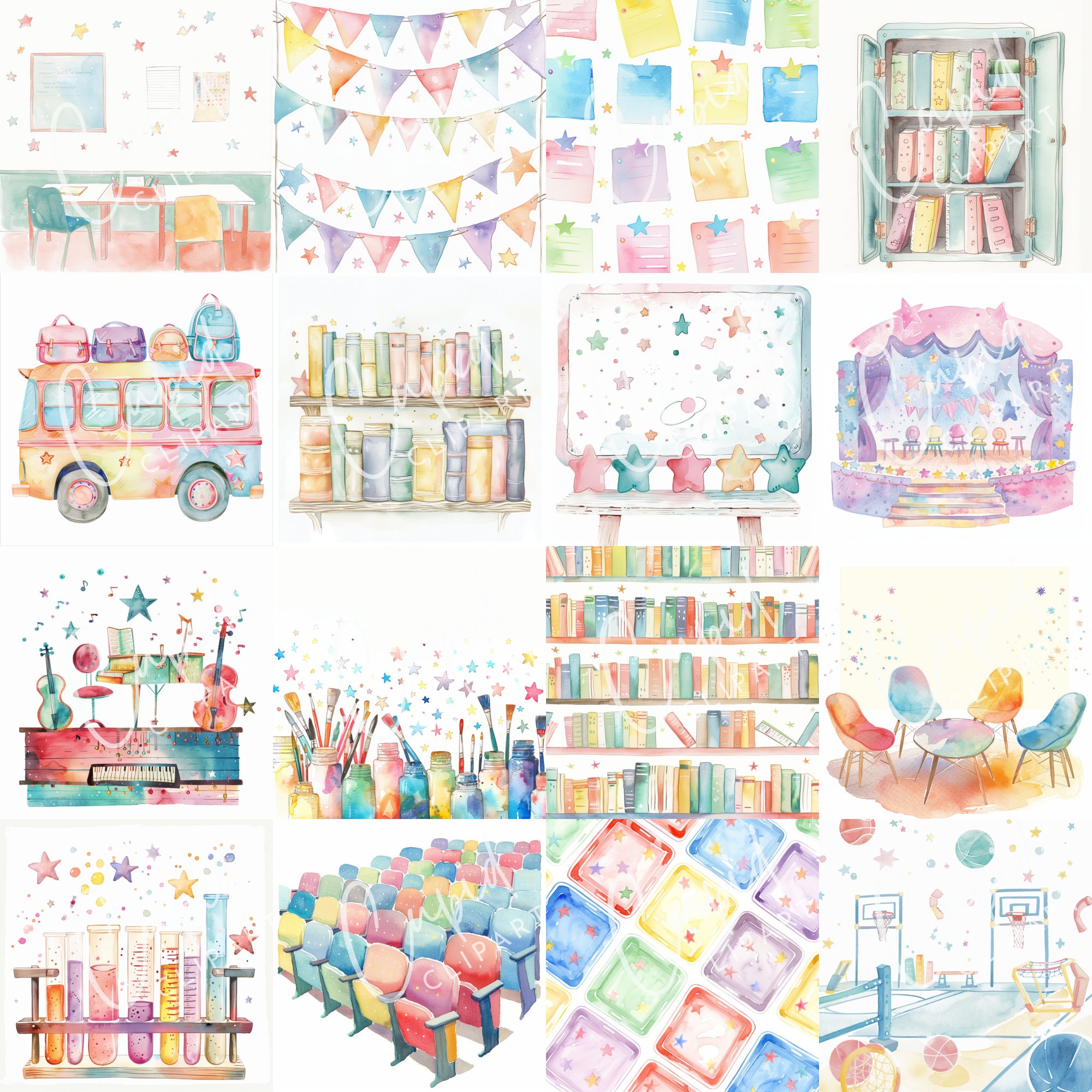 Back to School Clipart, Pastel School, Back to School Pngs, School ...