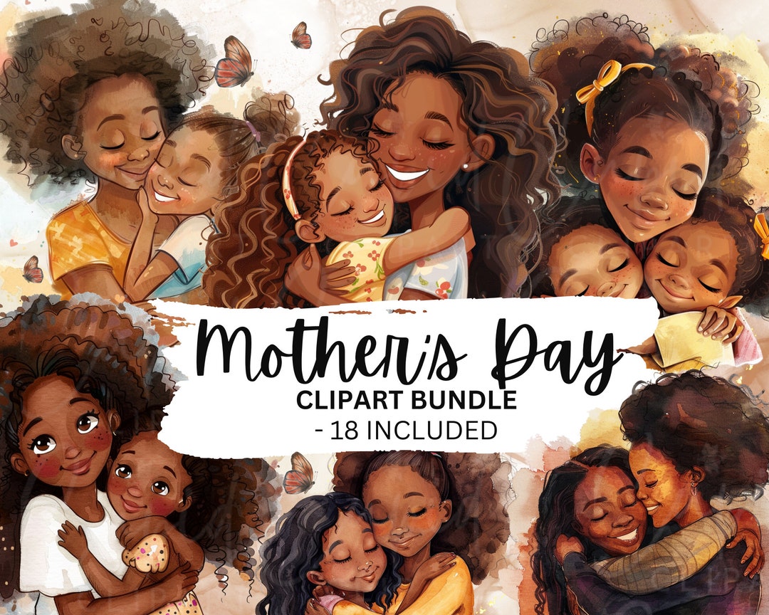 Mothers Day Clipart, Black Mom Clipart, Mother Daughter Clipart, Mother ...