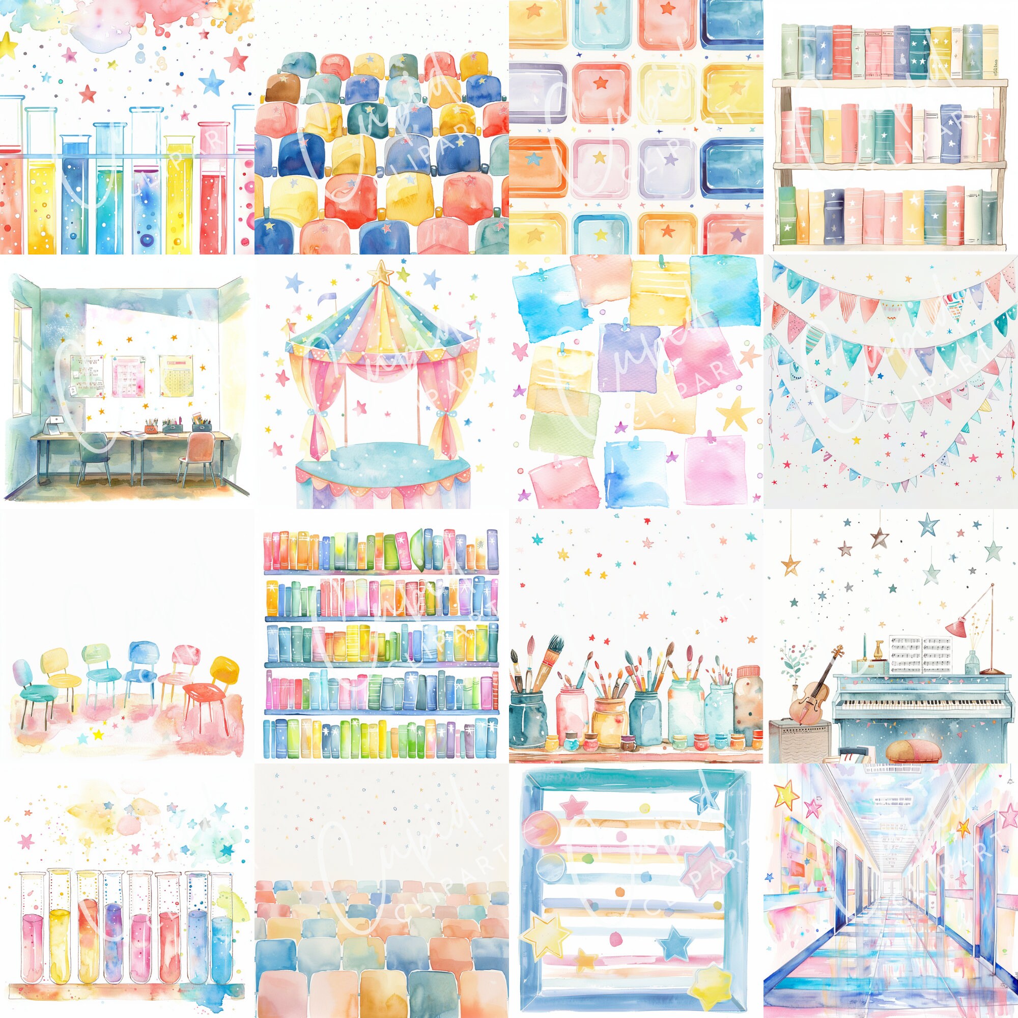 Back to School Clipart, Pastel School, Back to School Pngs, School ...