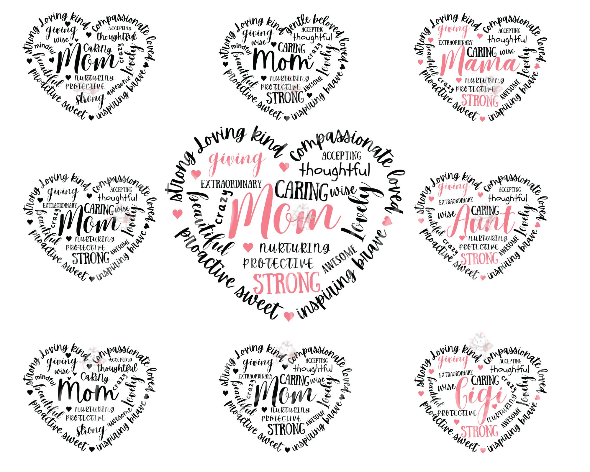 Mom Heart SVG PNG, Heart Mom Word Svg Png, Aunt Mama Grandma Family ...