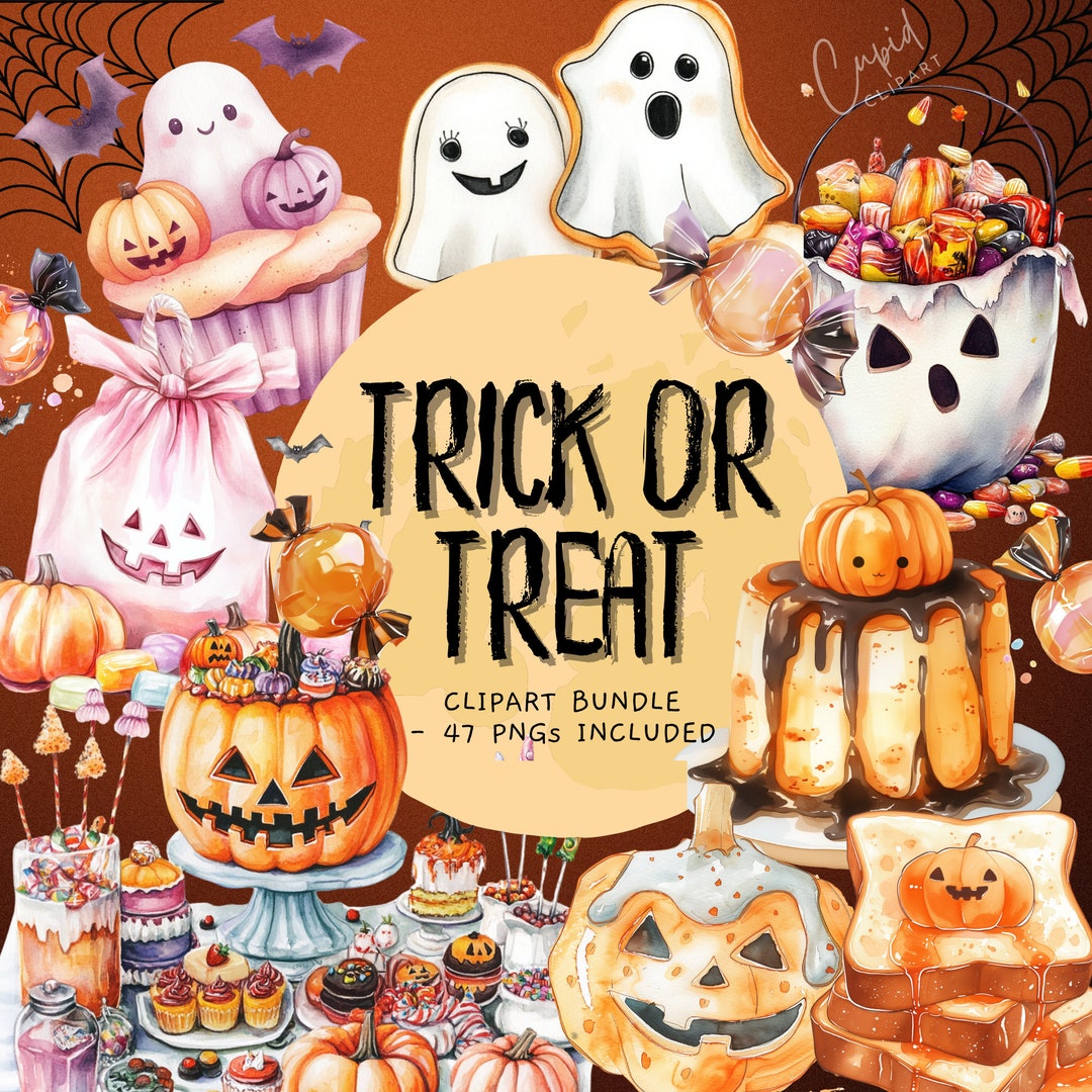 Watercolor Halloween Candy Clipart Set, Trick or Treat Candy, Sweets ...