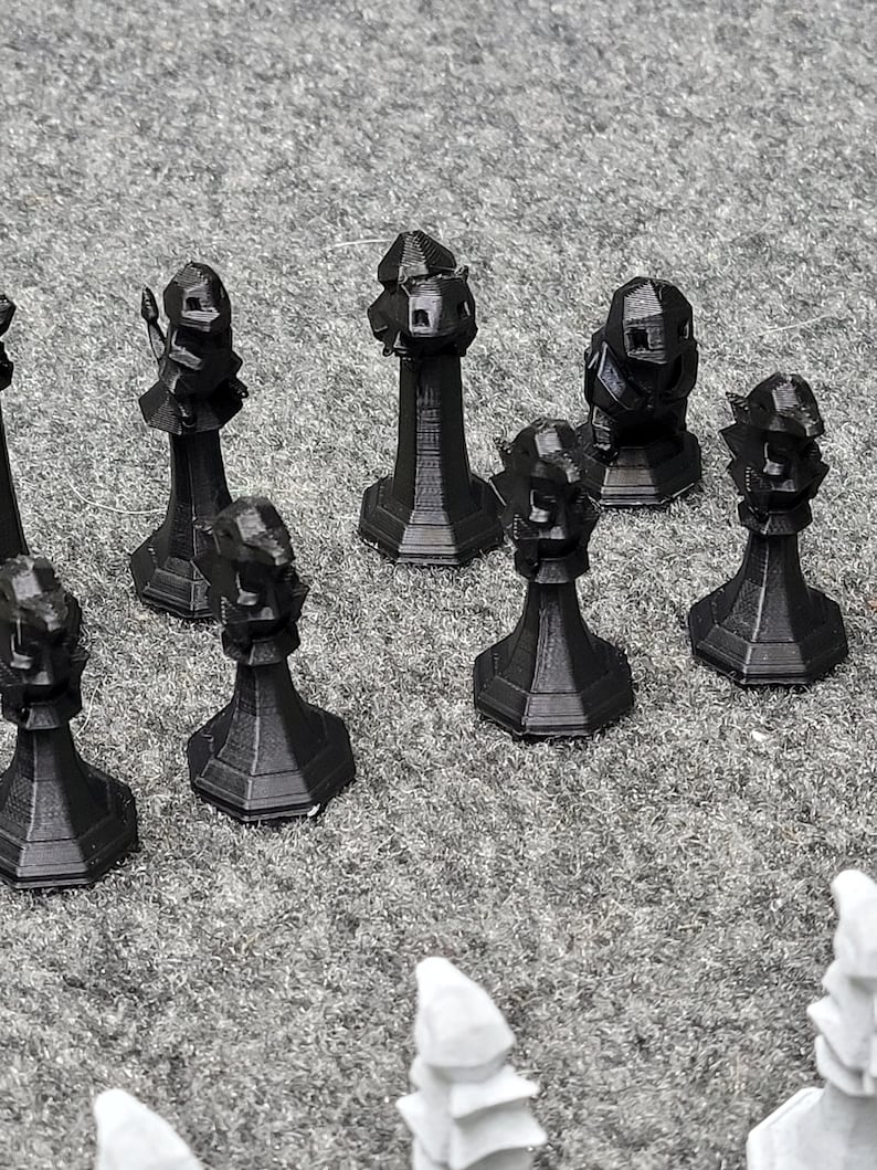 Pokémon Chess Set 3D Printed Black and Marble Complete Pikachu ...