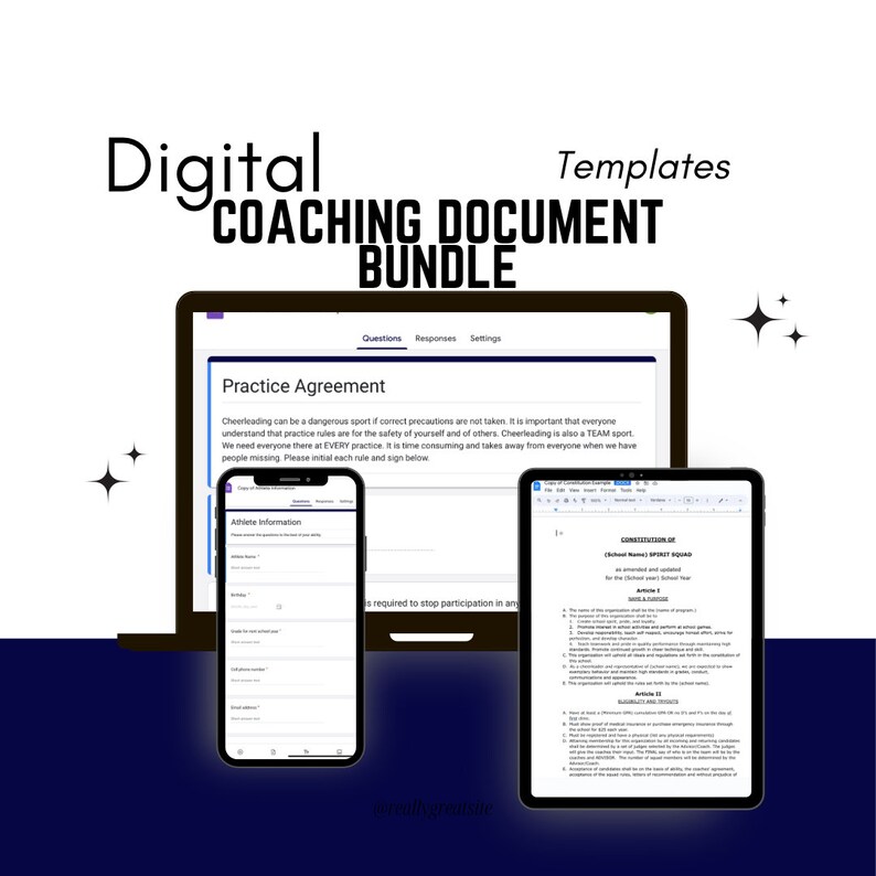 Essential Cheerleading Coach Document Bundle Essential google Form ...