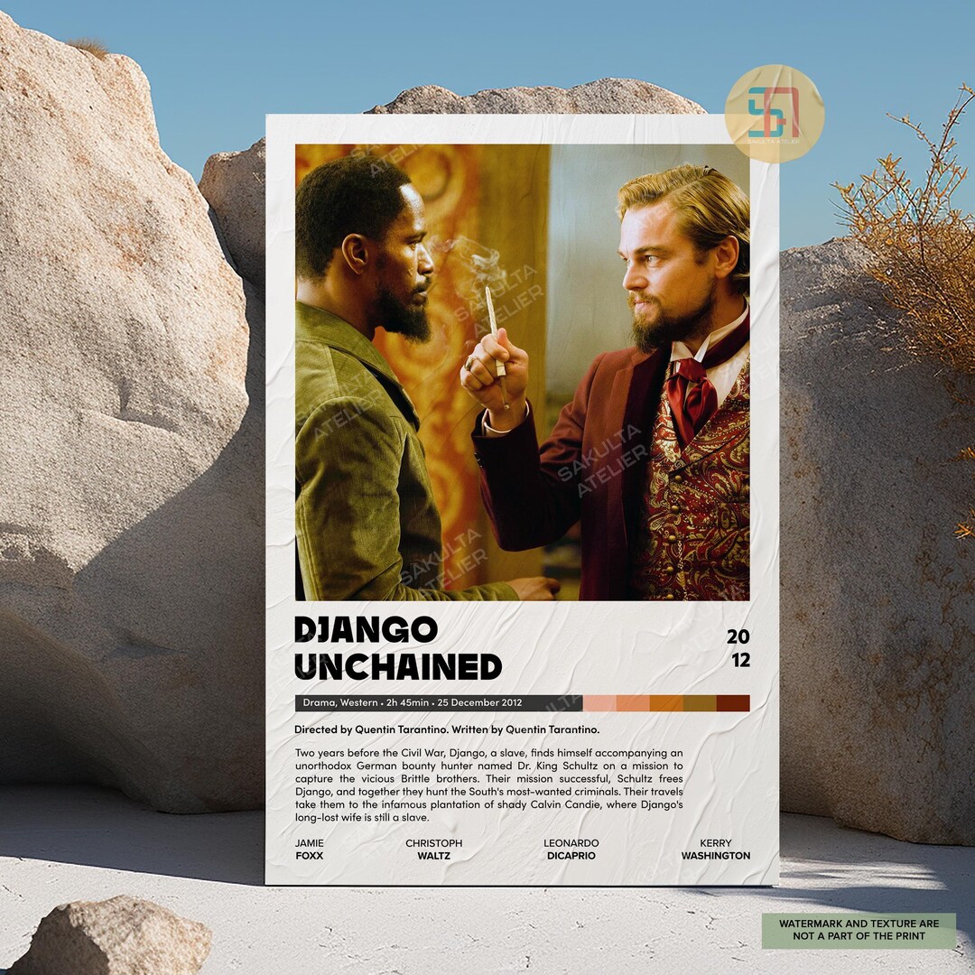 Django Unchained Movie Poster / Minimalist Movie Poster / Vintage Retro ...