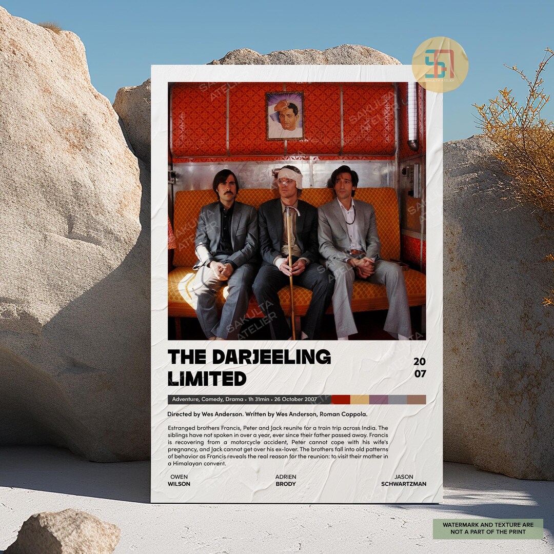 The Darjeeling Limited Poster / Minimalist Movie Poster / Vintage Retro ...