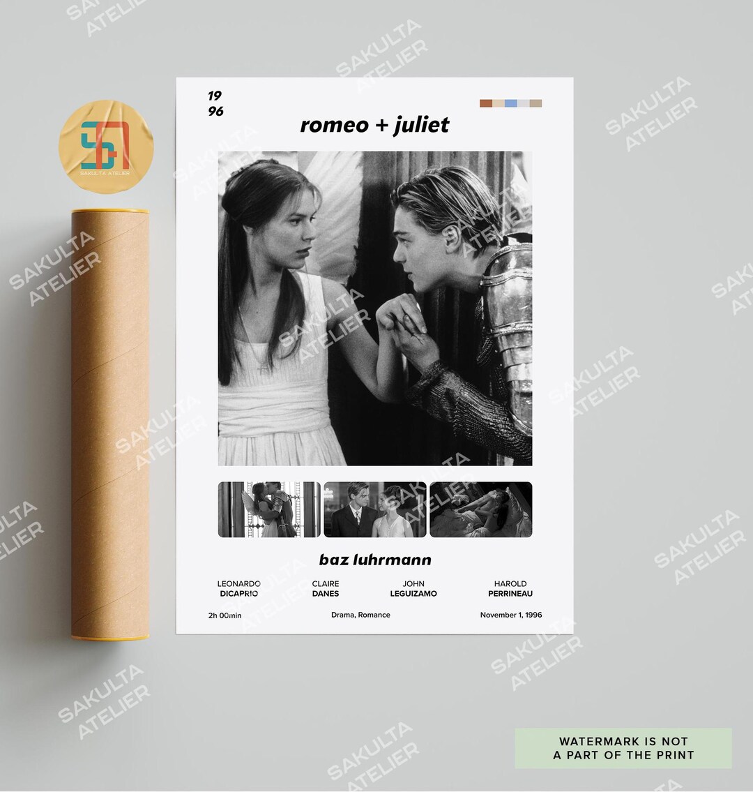 Romeo Juliet Poster / Baz Luhrmann / Minimalist Movie Poster / Black ...