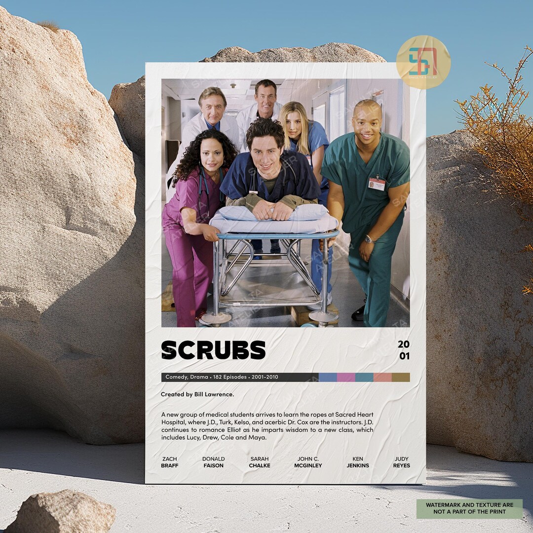 Scrubs Tv Show Poster / Bill Lawrence / Minimalist Tv Show Poster ...