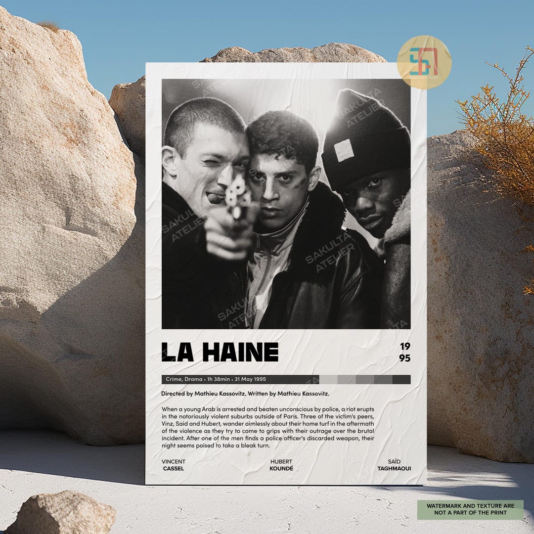 La Haine Movie Poster / Minimalist Movie Poster / Vintage Retro Art ...