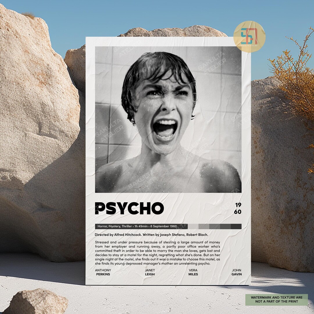 Psycho Movie Poster / Minimalist Movie Poster / Vintage Retro Art Print ...