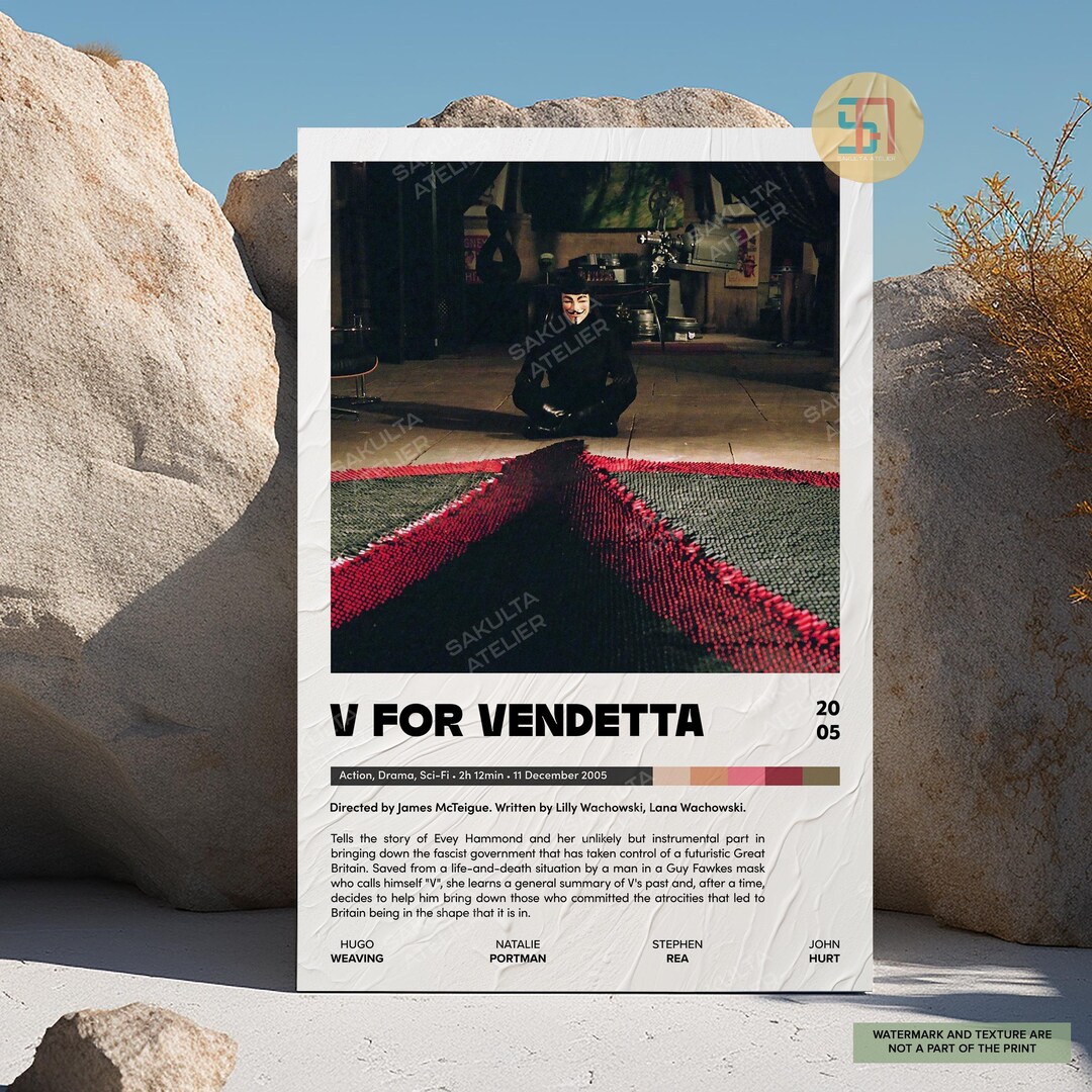 V for Vendetta Movie Poster / Minimalist Movie Poster / Vintage Retro ...