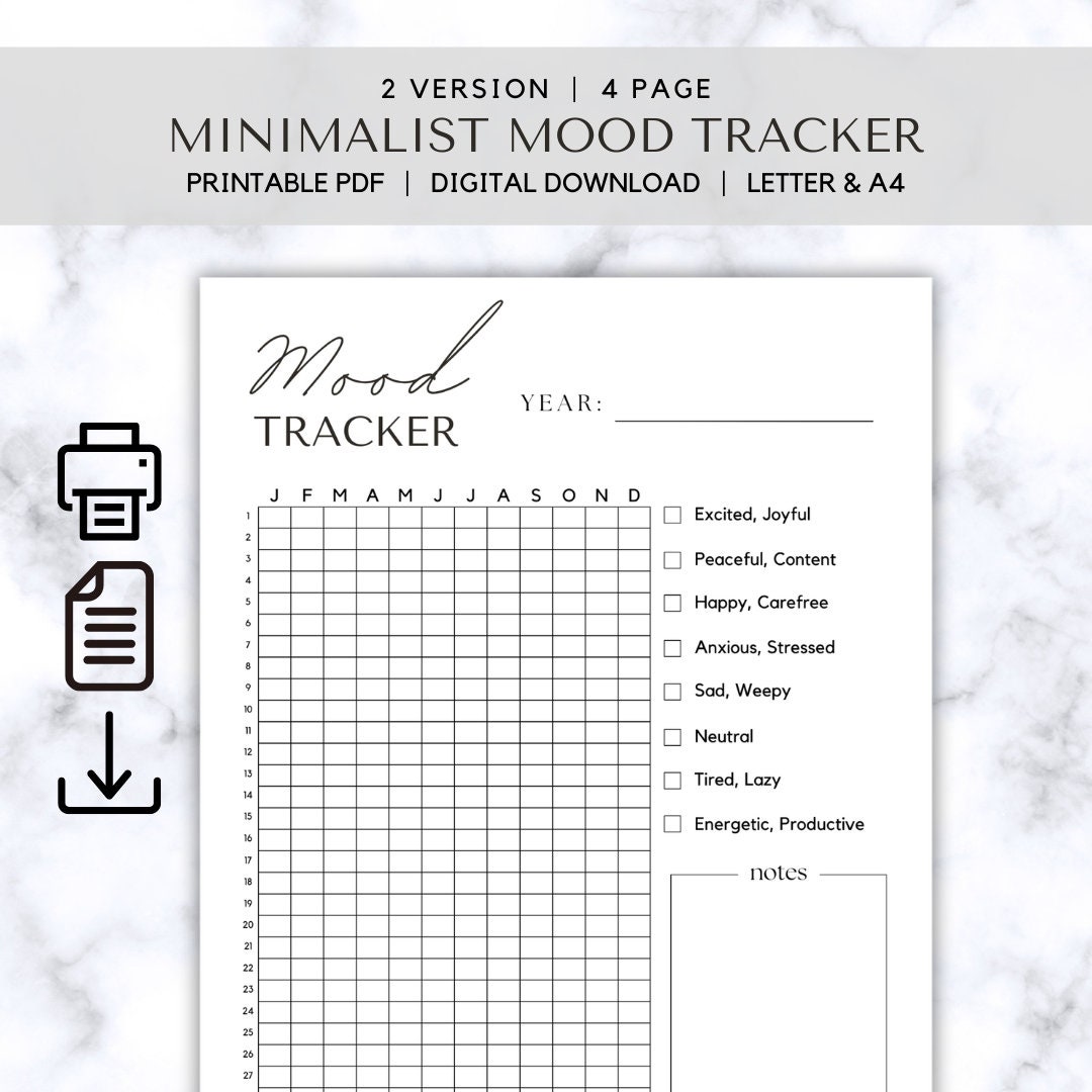 Mood Tracker, Year in Pixels, Mood Chart, Emotion Tracker, Wellness ...