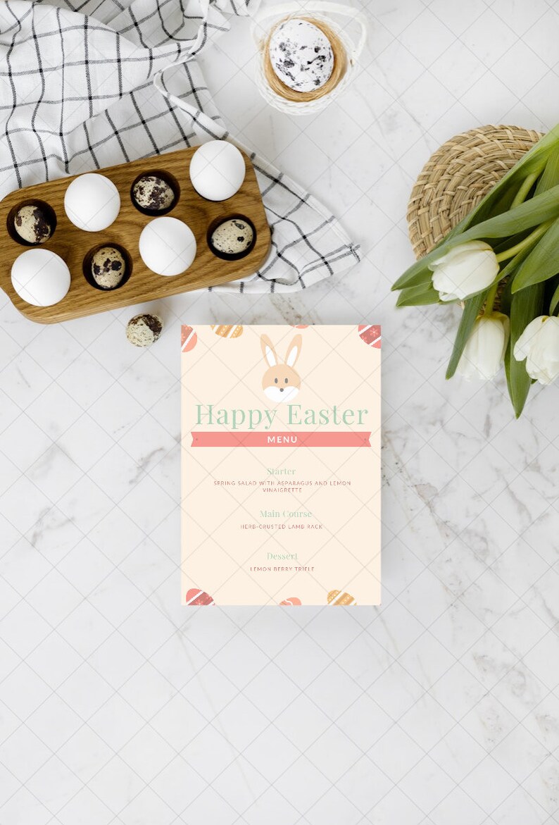EASTER Menu Template Simple Menu Template Happy Easter Editable ...