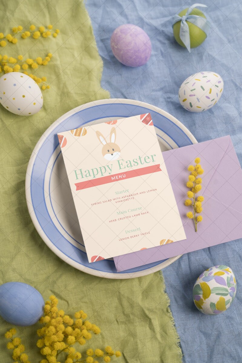 EASTER Menu Template Simple Menu Template Happy Easter Editable ...