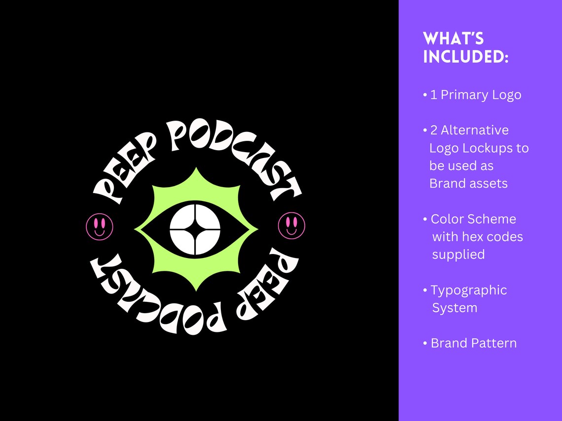 Bold Fun Colorful Logo Design canva Editable Template retro Neon Smiley ...