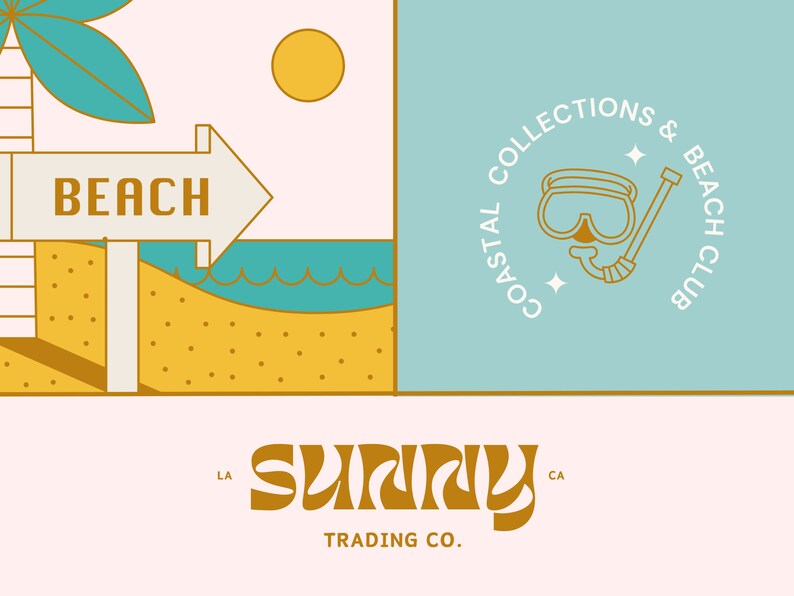 Boho Beach Logo-retro Colorful Editable Canva Template- Store Logo ...