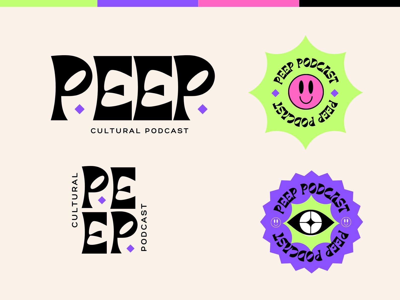 Bold Fun Colorful Logo Design canva Editable Template retro Neon Smiley ...