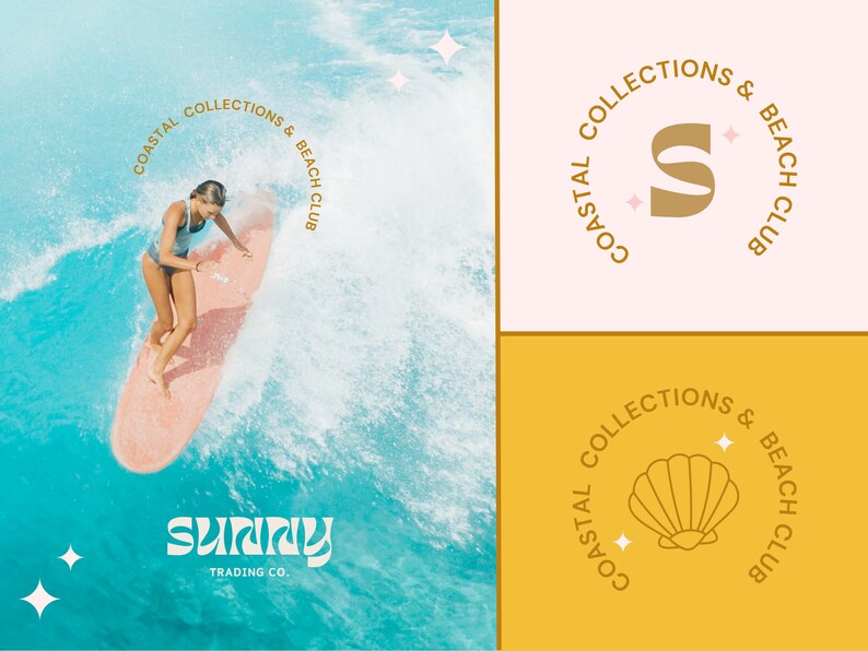 Boho Beach Logo-retro Colorful Editable Canva Template- Store Logo ...