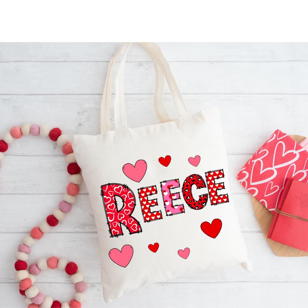 Personalized Valentines Day Tote Bag Custom Gift for Her Coquette Bow ...